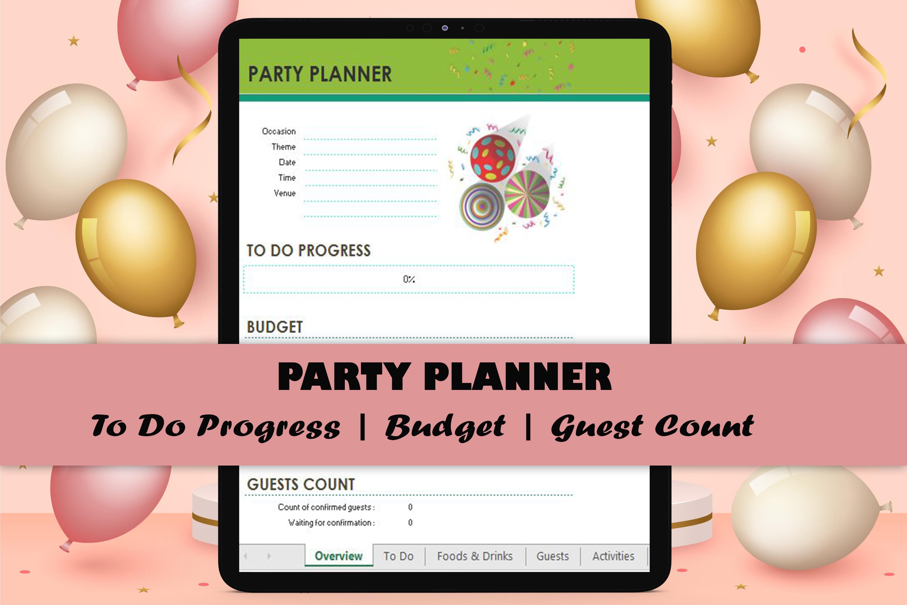 Event Planning Template: Party Planner, To-do List (excel Template ...