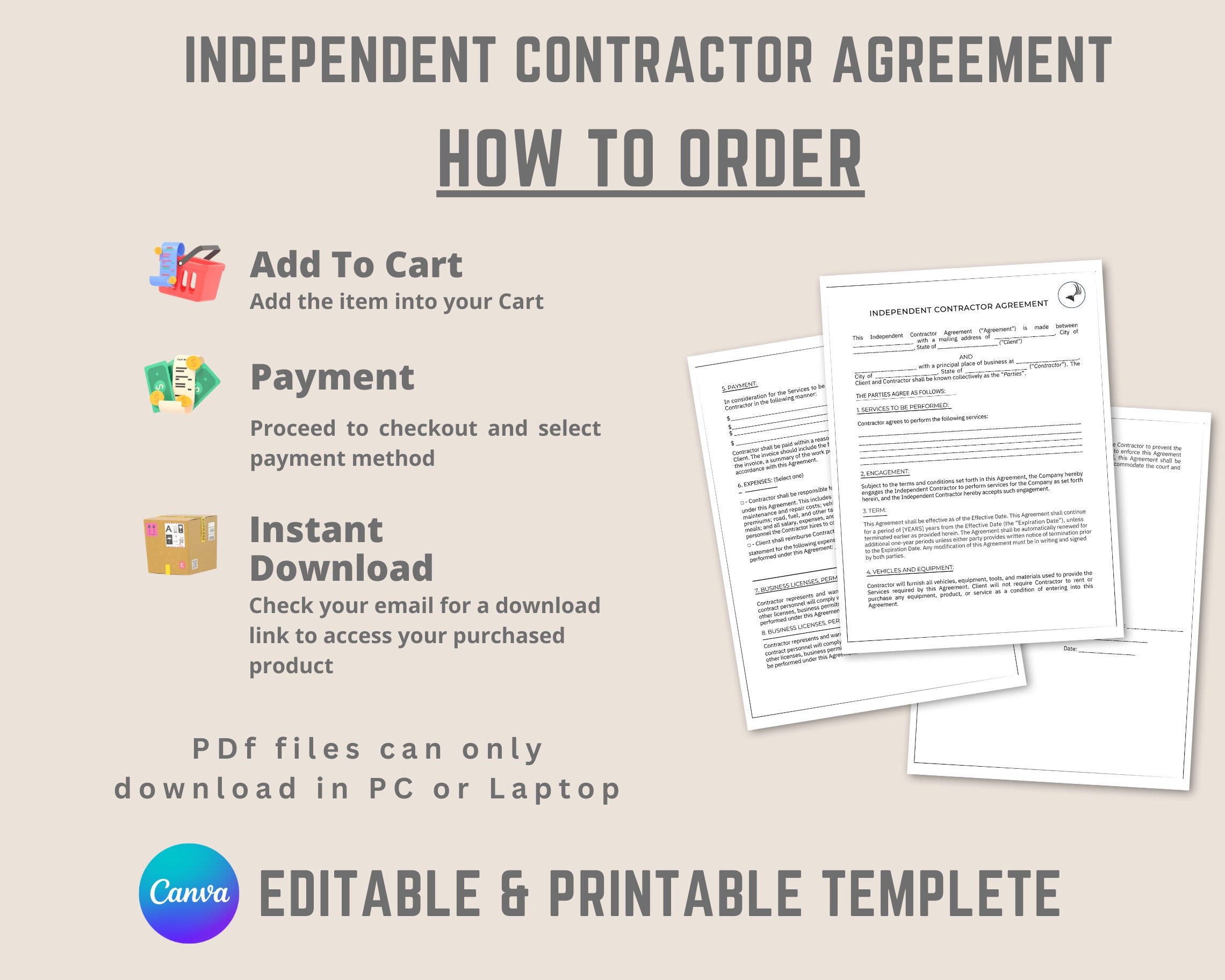 Independent Contractor Agreement Template: Editable Contract (MS Word ...