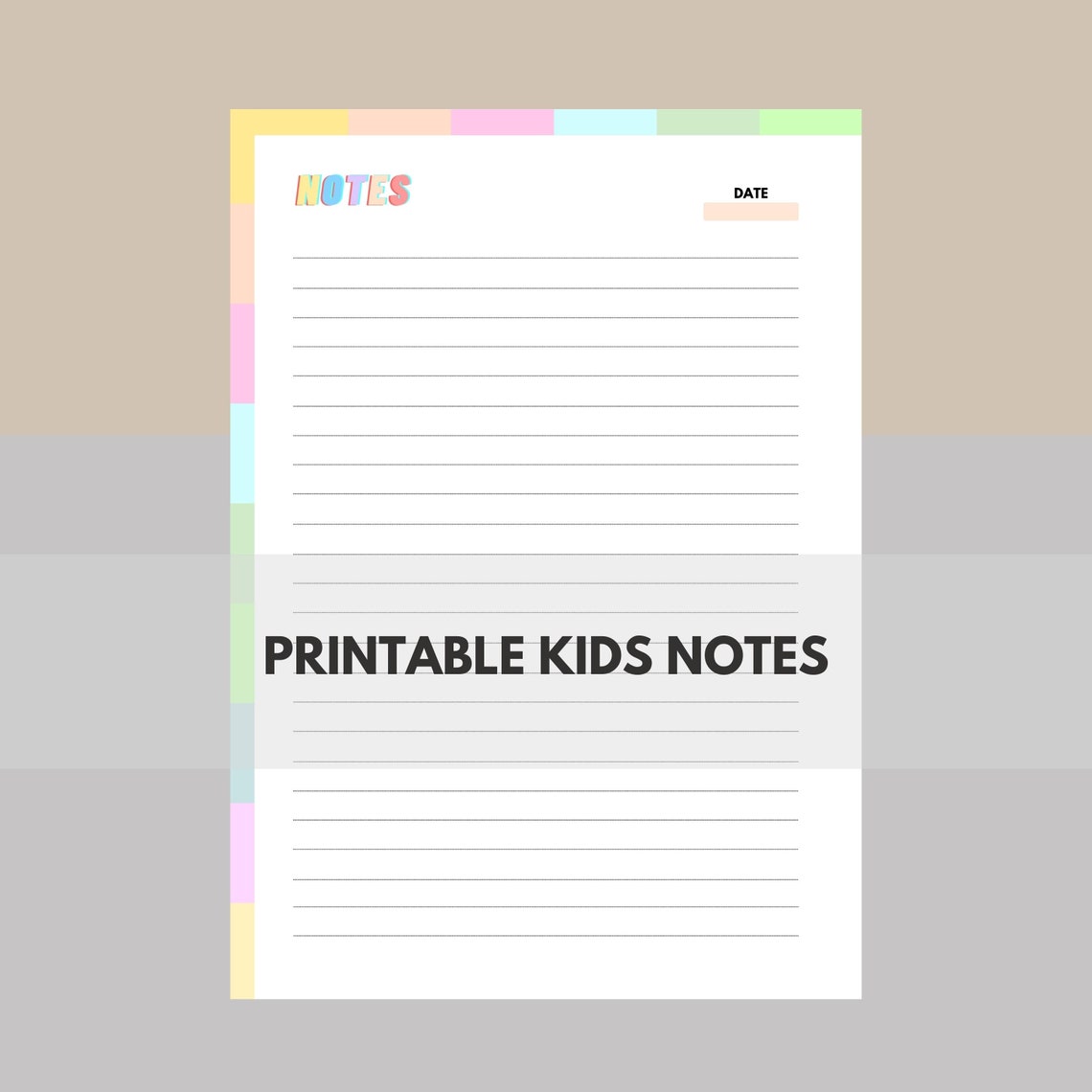 Printable Kids Lined Notes Pages, Kids Notetaking Sheets, School Lined ...