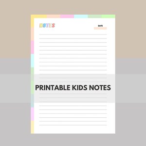 Printable Kids Lined Notes Pages, Kids Notetaking Sheets, School Lined ...