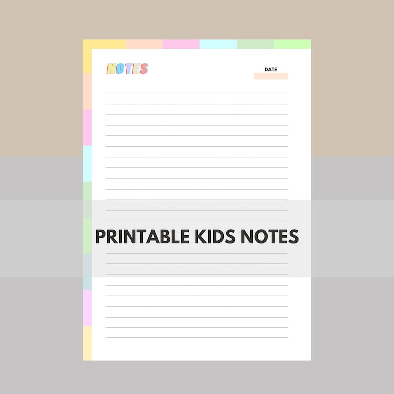 Printable Kids Lined Notes Pages, Kids Notetaking Sheets, School Lined ...