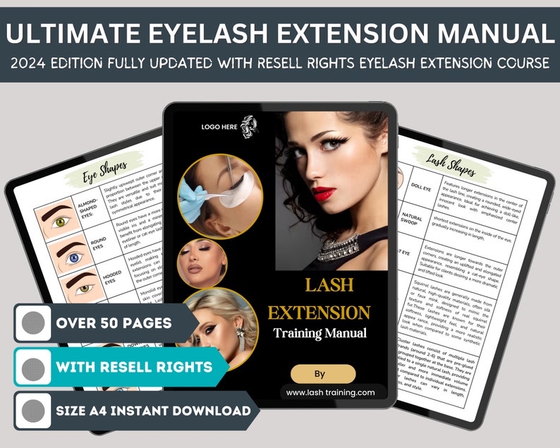 Lash Training Editable Guide Classic Hybrid Volume Training Eyelash Training Manual Lash Tech ...