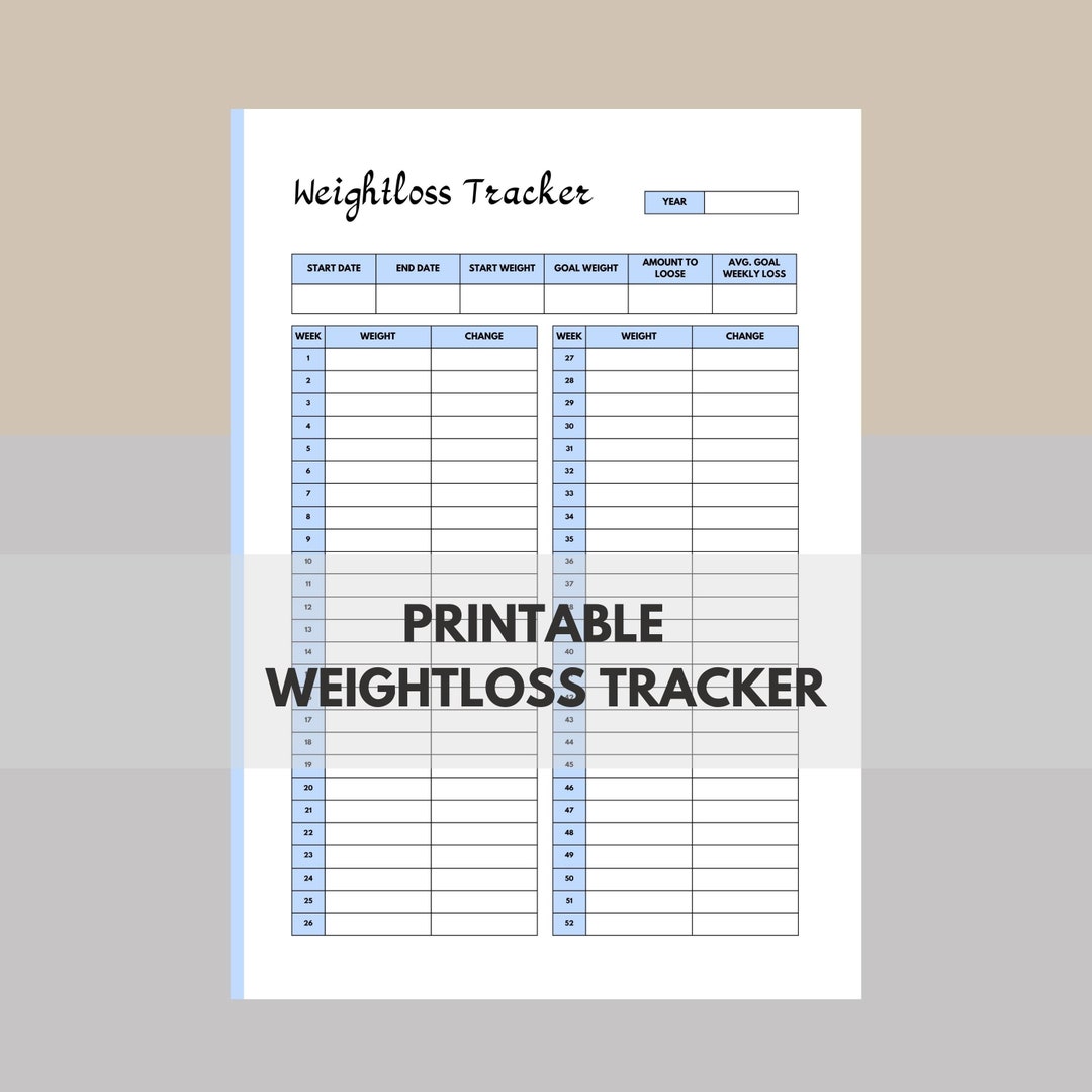 Weight Loss Tracker Printable, Weight Loss Printable, Weight Loss ...