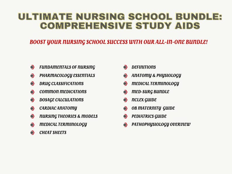 Nursing School Study Bundle – NCLEX Prep, Medsurg, Pharmacology ...