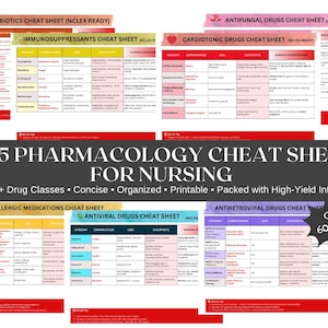 Pharmacology Cheat Sheet Bundle | NCLEX RN/PN Pharmacology Notes ...