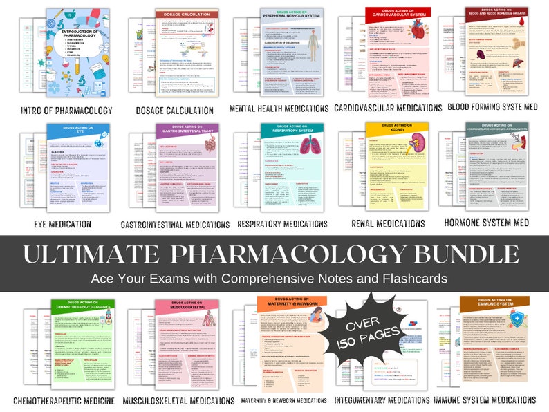 Pharmacology Study Guide Bundle | Nursing Notes & Flashcards (PDF) - Etsy