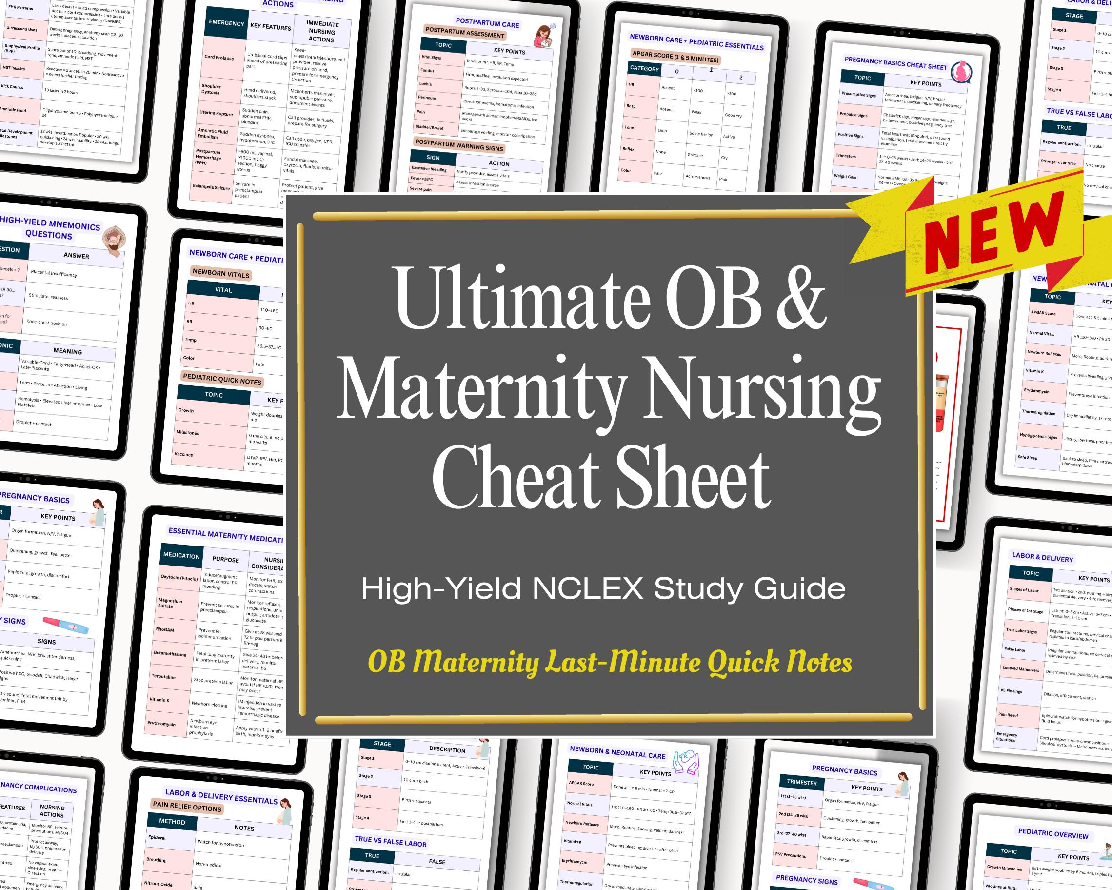 Maternity Nursing Cheat Sheet – OB Nursing Study Guide | High-yield ...