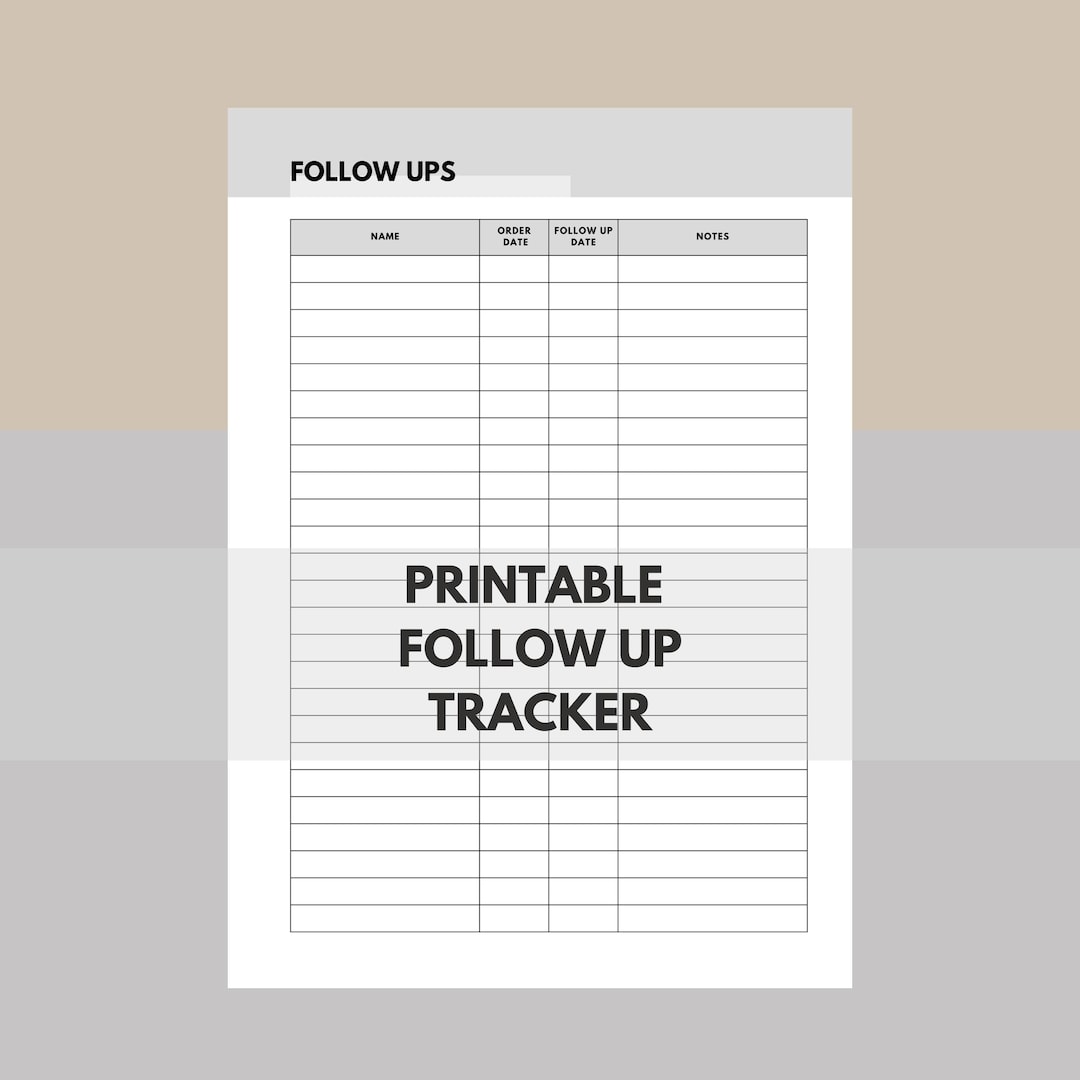 Printable Follow up Tracker, Follow up Sheet, Small Business, Customer ...