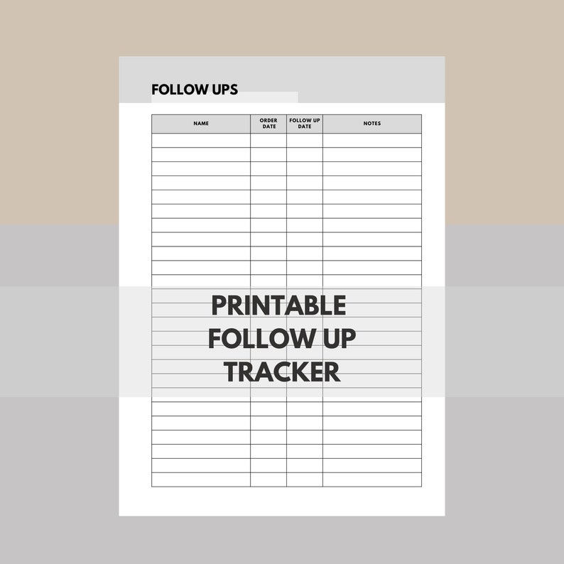 Printable Follow up Tracker, Follow up Sheet, Small Business, Customer ...