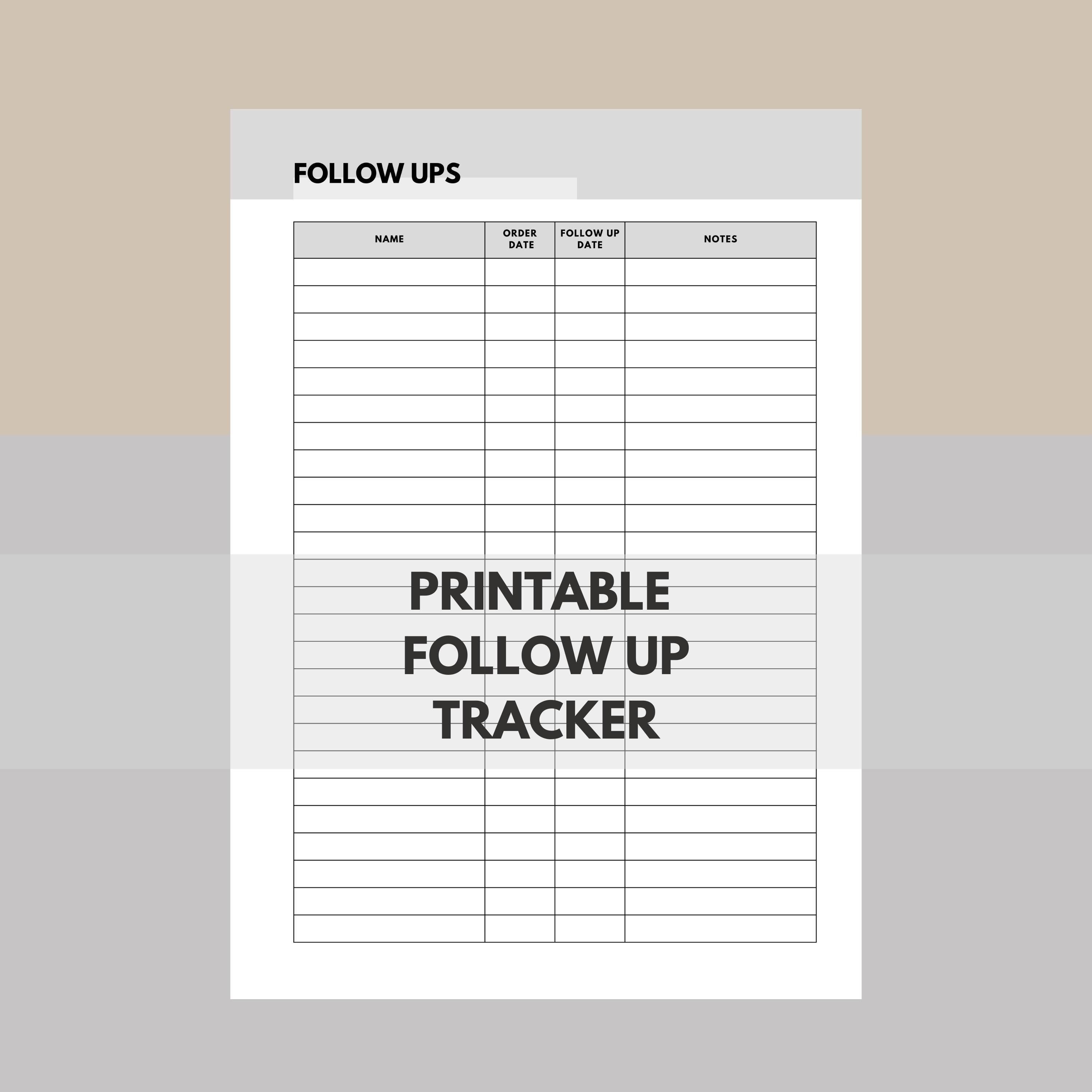 Printable Follow up Tracker, Follow up Sheet, Small Business, Customer ...