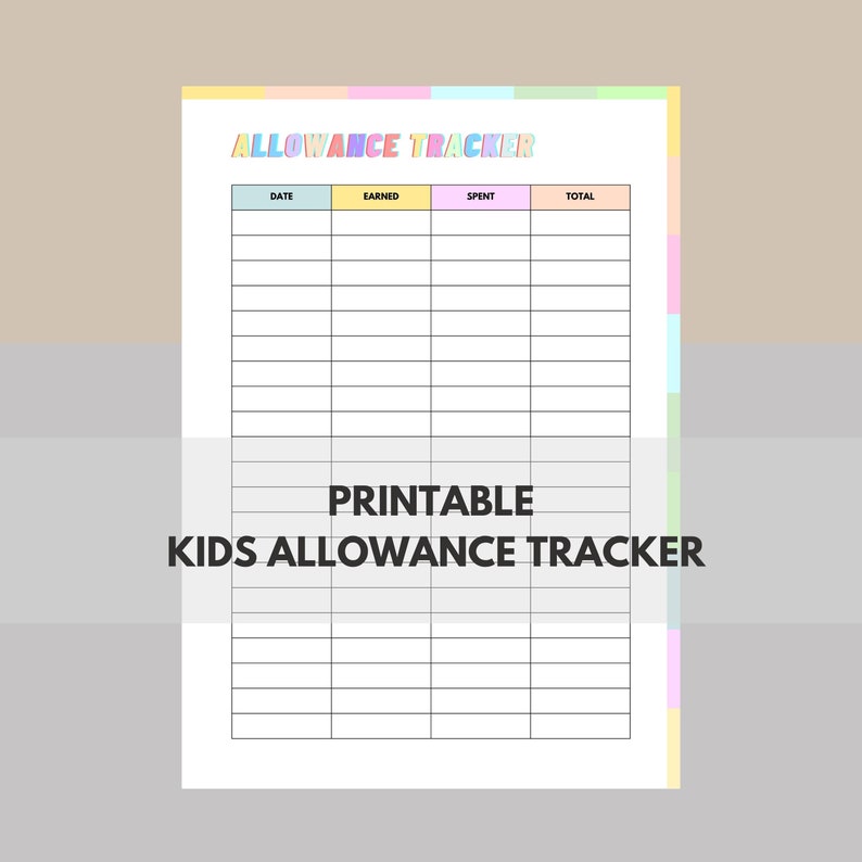 Printable Kids Allowance Tracker, Kids Savings Log, Kids Allowance ... Printable Kids Allowance Tracker, Kids Savings Log, Kids Allowance ...