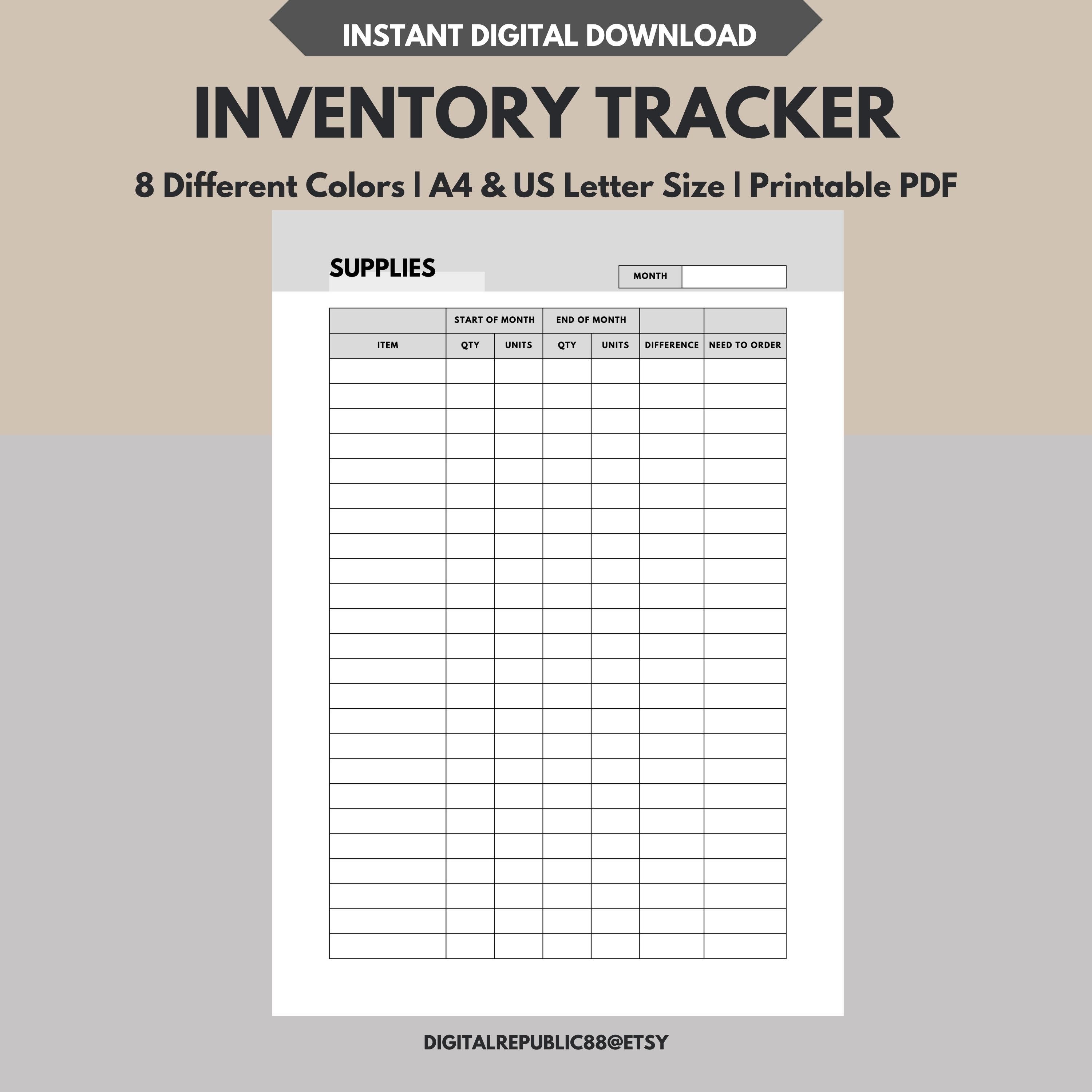 Inventory Tracker Printable Inventory Template Inventory - Etsy