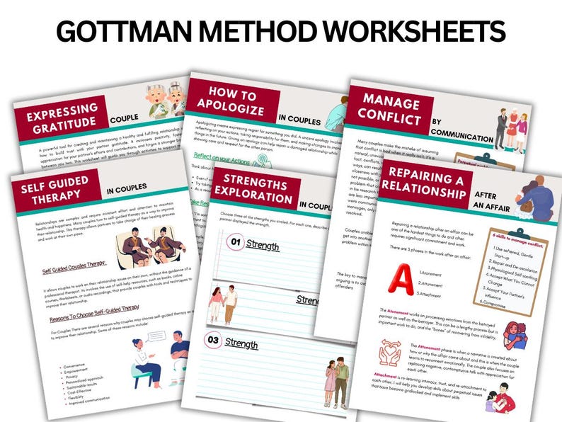 Gottman Method Couples Counseling Worksheets, Communication Tools ...