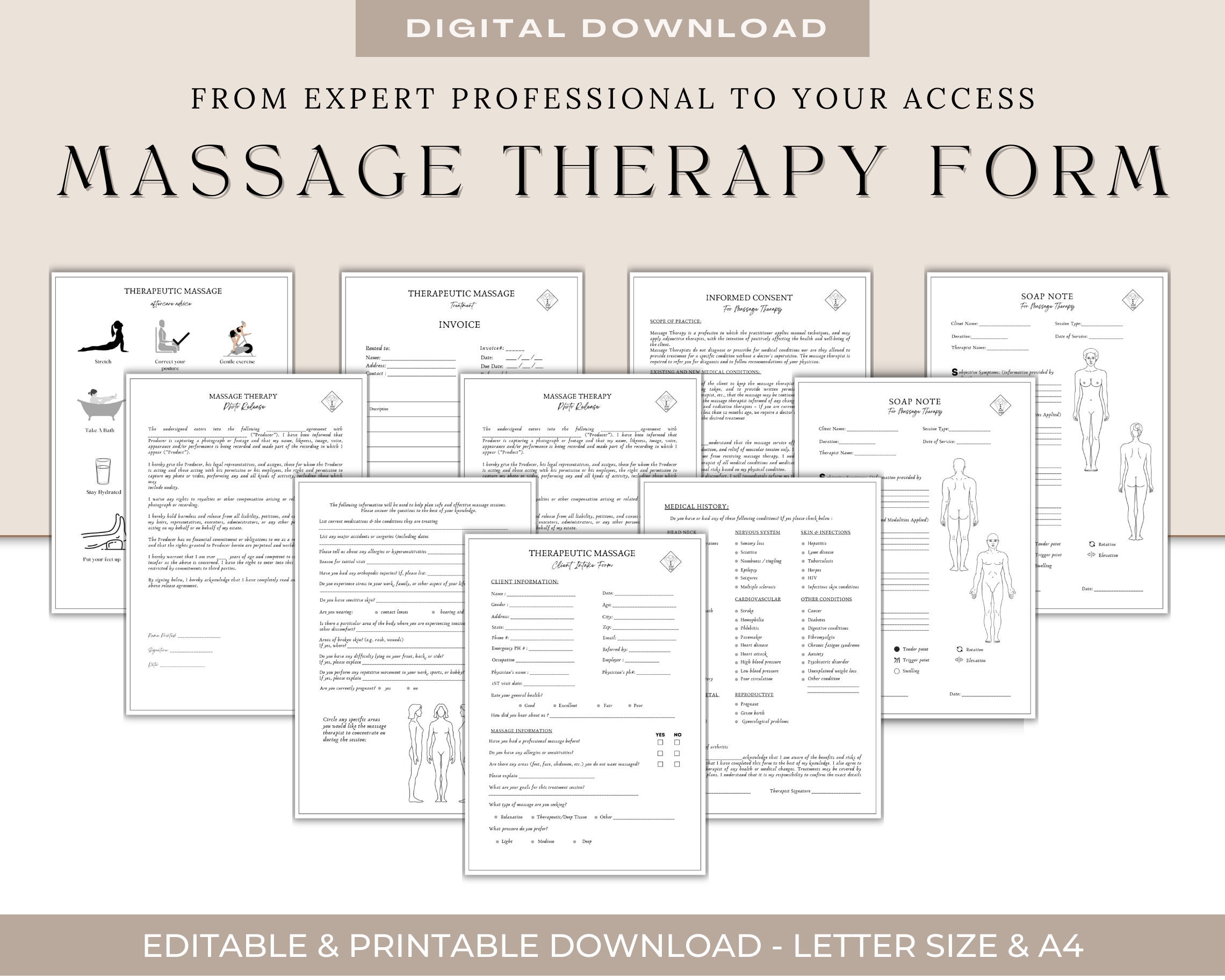 Editable Massage Therapy Forms – Client Intake, Consent, SOAP Notes ...