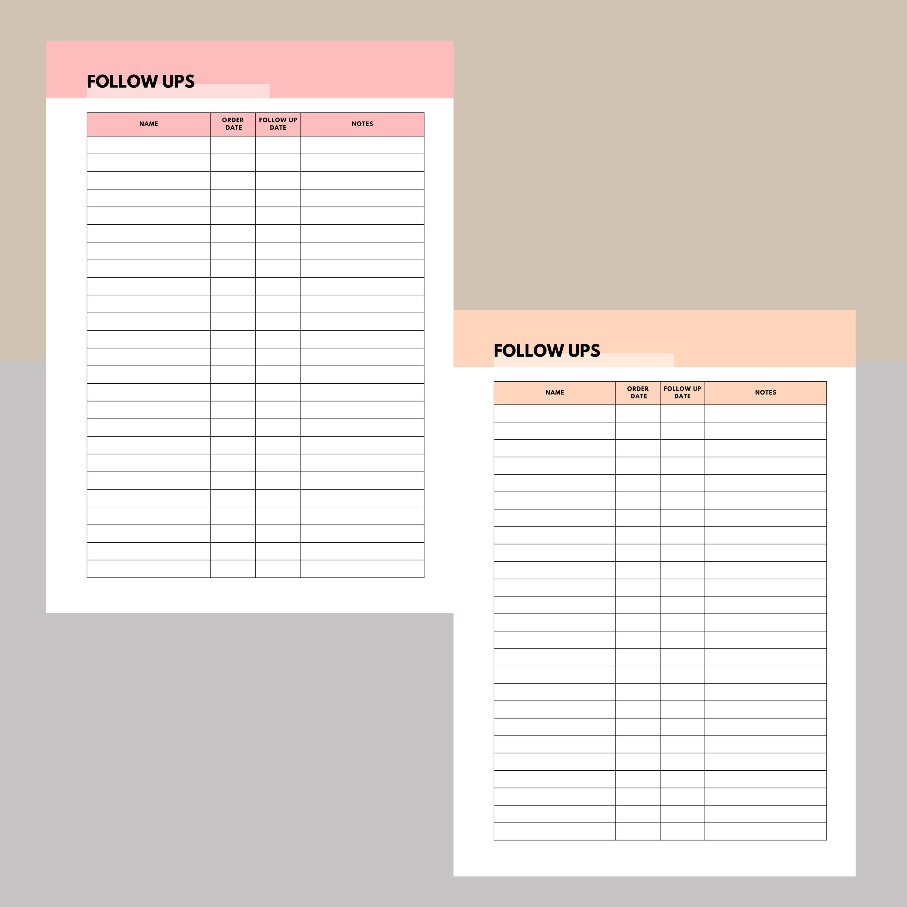 Printable Follow up Tracker, Follow up Sheet, Small Business, Customer ...