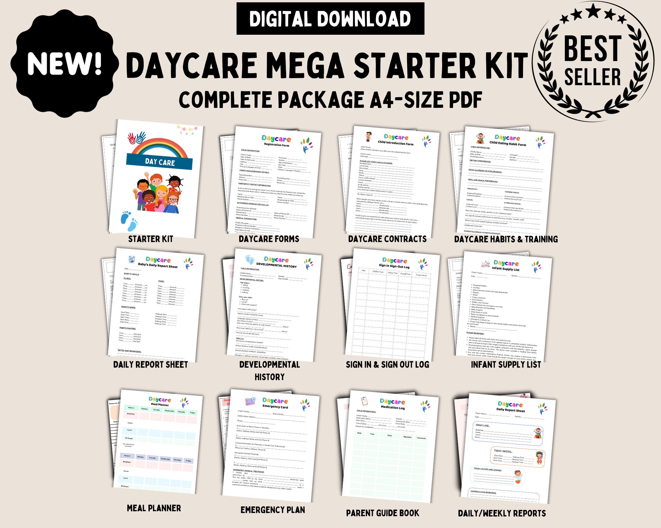 Daycare Forms Bundle, Starter Kit, Childcare Forms, Inhome Daycare ...
