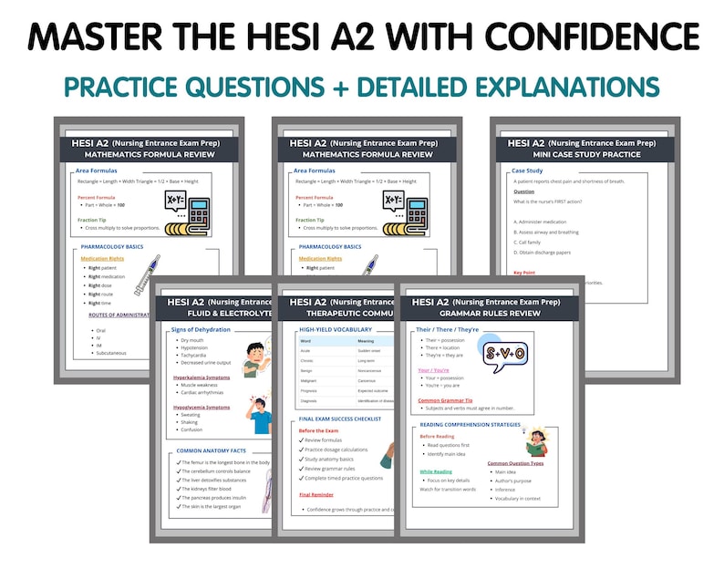 HESI A2 Exam Prep Study Guide | Nursing Entrance Practice Questions ...