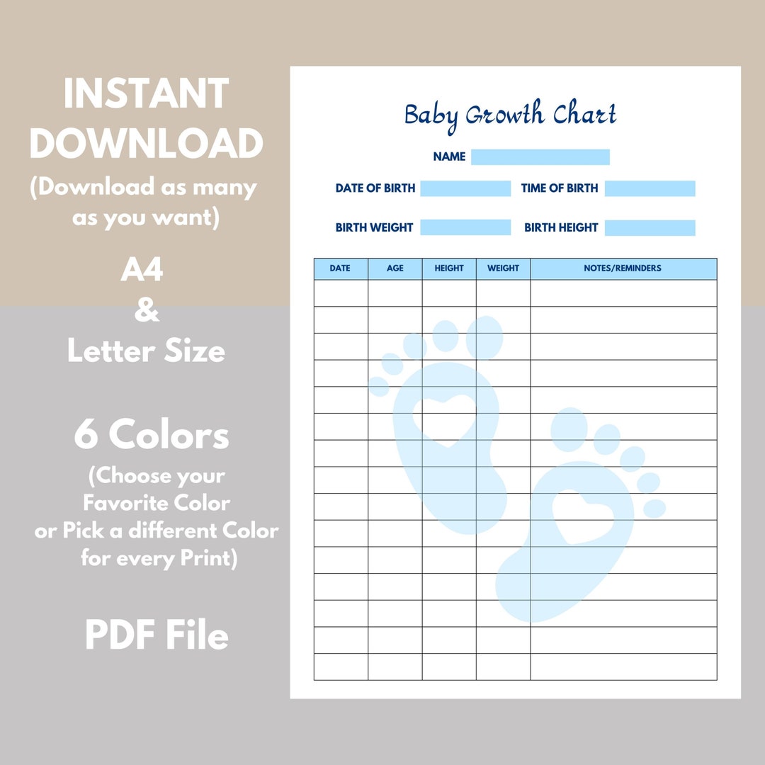 Minimalist Baby Growth Chart, Printable Baby Growth Chart | Baby Growth ...