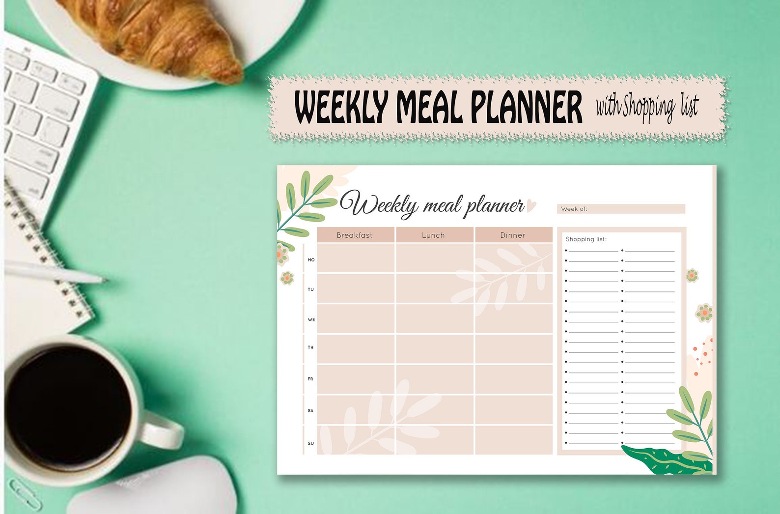 Printable Daily Weekly Meal Planner Weekly Meal Schedule Week at a ...