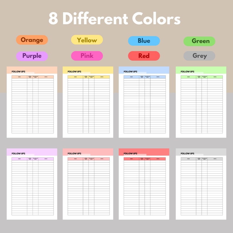 Printable Follow up Tracker, Follow up Sheet, Small Business, Customer ...