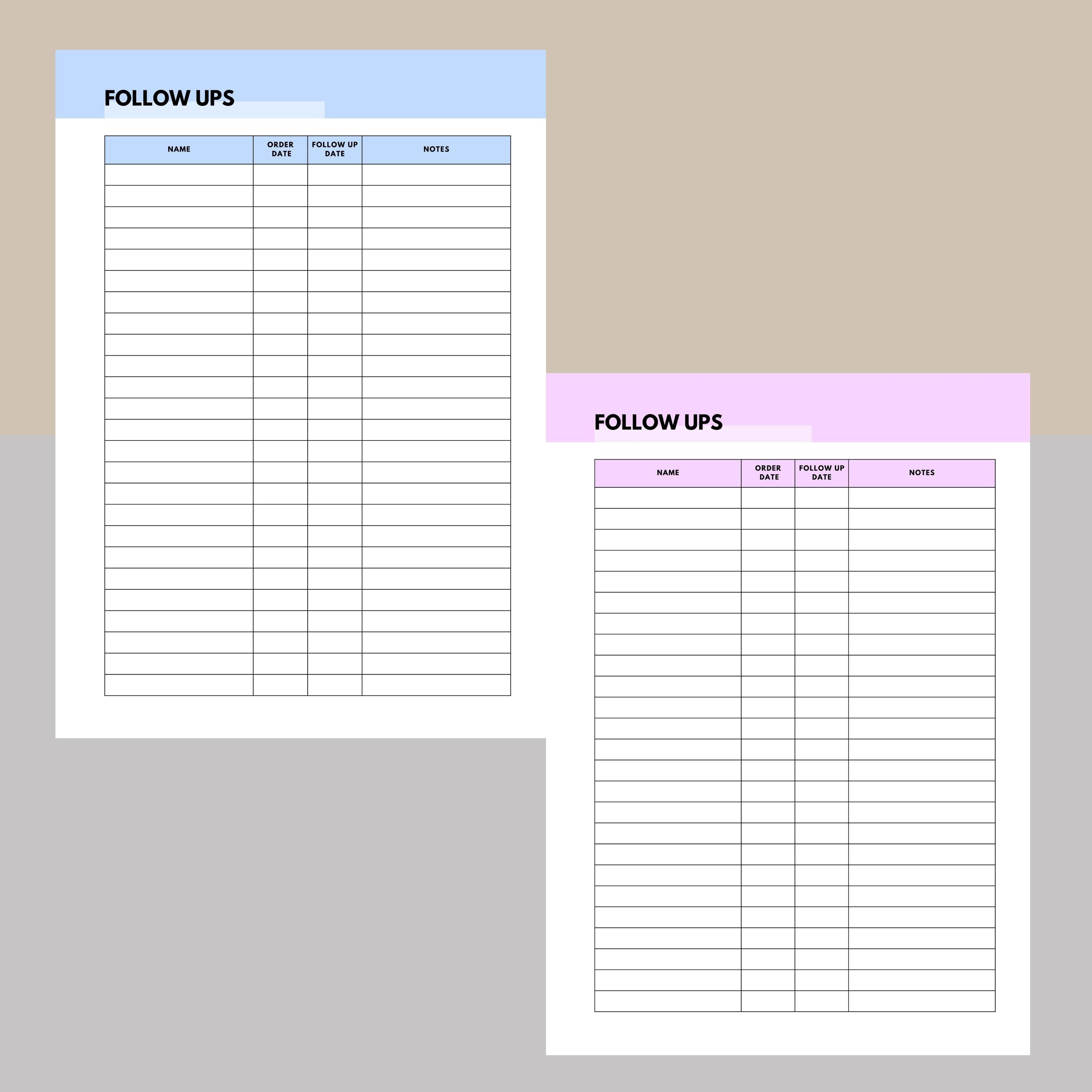 Printable Follow up Tracker, Follow up Sheet, Small Business, Customer ...