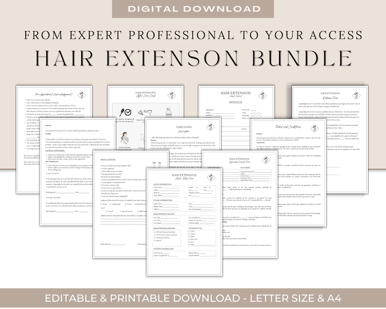 Hair Extension Forms, Editable Hair Extensions Intake Consent ...