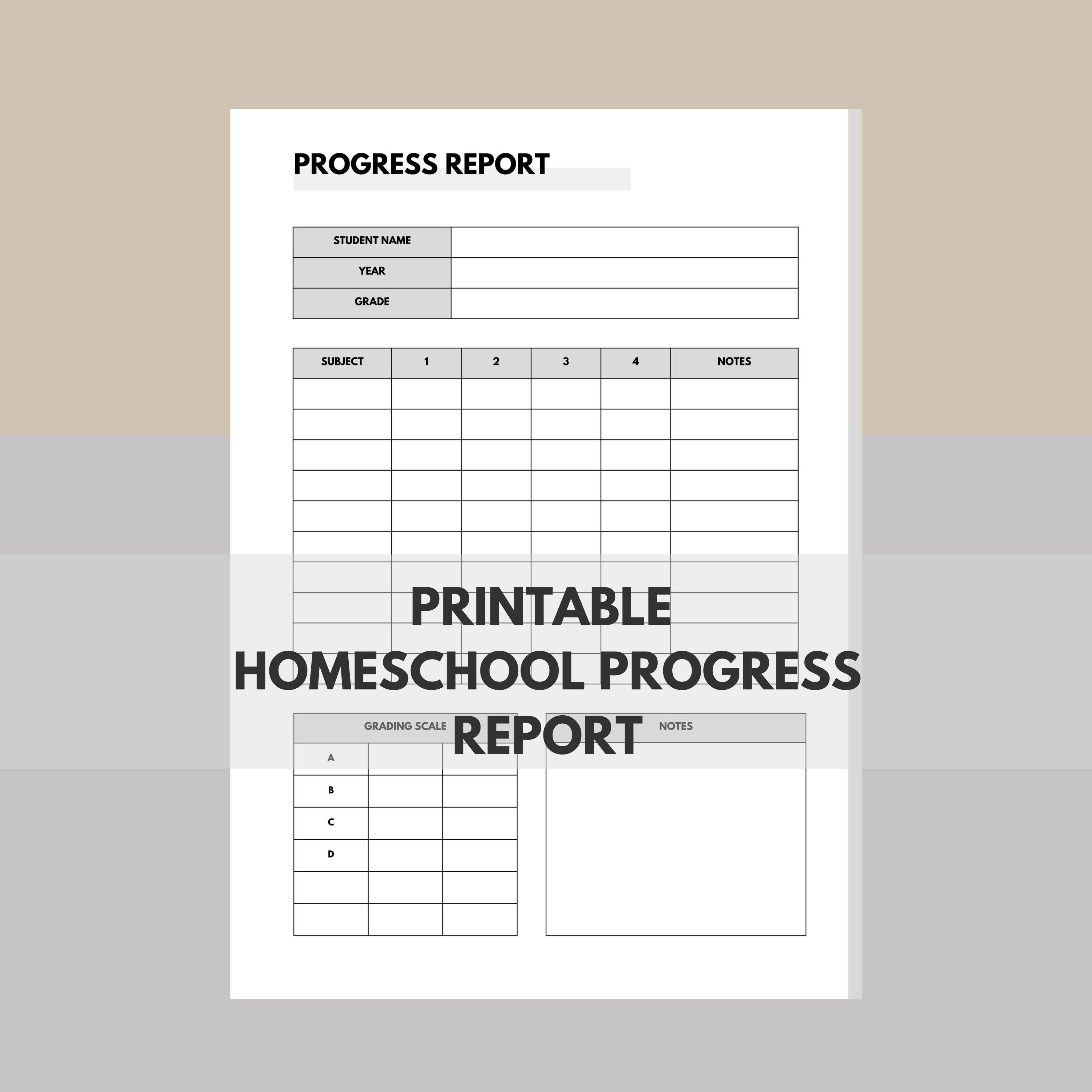 Printable Homeschool Report Card, Progress Report, Homeschool Record ...
