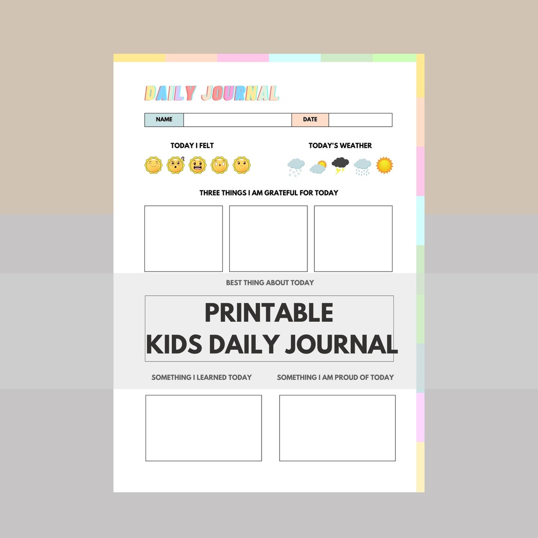 Printable Kids Daily Journal Kids Gratitude Journal - Etsy