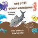 Set of 21 Large Ocean Creatures Sea Animals Clipart, Cute Ocean Animals ...