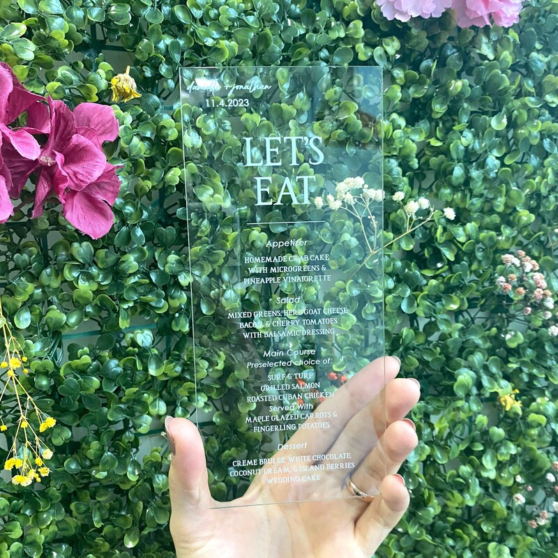 Clear Menu Cards - Etsy