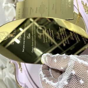 Acrylic Wedding Menu Card, Acrylic Round Shiny Menu, Gold Menu ...