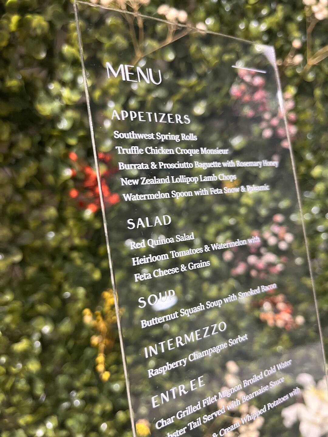 Acrylic Menu Card Wedding Menu Acrylic Wedding Detail Card - Etsy