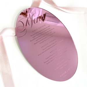 Acrylic Wedding Menu Card, Acrylic Round Shiny Menu, Blue & Pink Menu ...