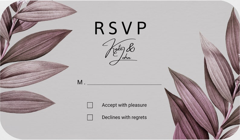 5 Pieces Invitation RSVP TY STD and Name Logo Wedding - Etsy