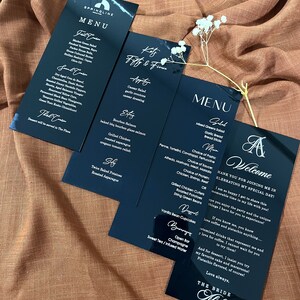 Acrylic Wedding Menu Card: Elegant Reception Decor - Etsy