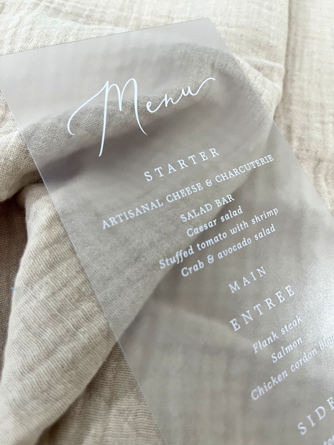 Acrylic Menu Card, Wedding Menu, Acrylic Wedding Detail Card, Acrylic ...