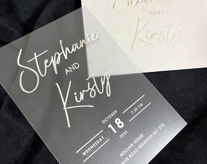 Wedding Invitation Gold Foil Deckle Edge Invitations Minimalist Design ...