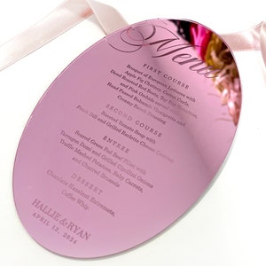 Acrylic Wedding Menu Card, Acrylic Round Shiny Menu, Blue & Pink Menu ...