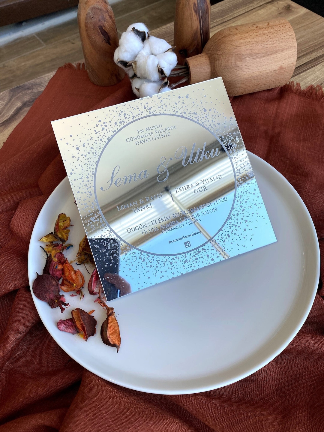 Wedding Invitation, Mirror Invitation, Acrylic Invitation, Elegant ...