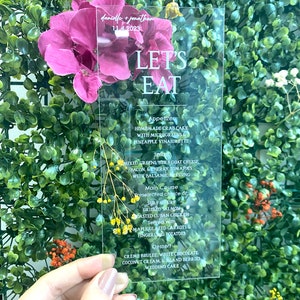 Acrylic Menu Card, Wedding Menu, Acrylic Wedding Detail Card, Acrylic ...