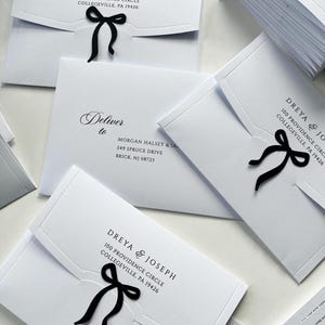 Black Bow Wedding Invitation, Ribbon Wedding Invitation, Personalised ...