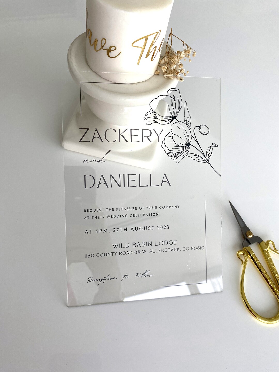 Invitación de boda, acrílico transparente de 1 mm, invitación de ...