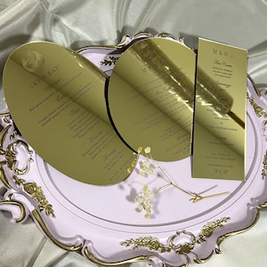 Acrylic Wedding Menu Card, Acrylic Round Shiny Menu, Gold Menu ...