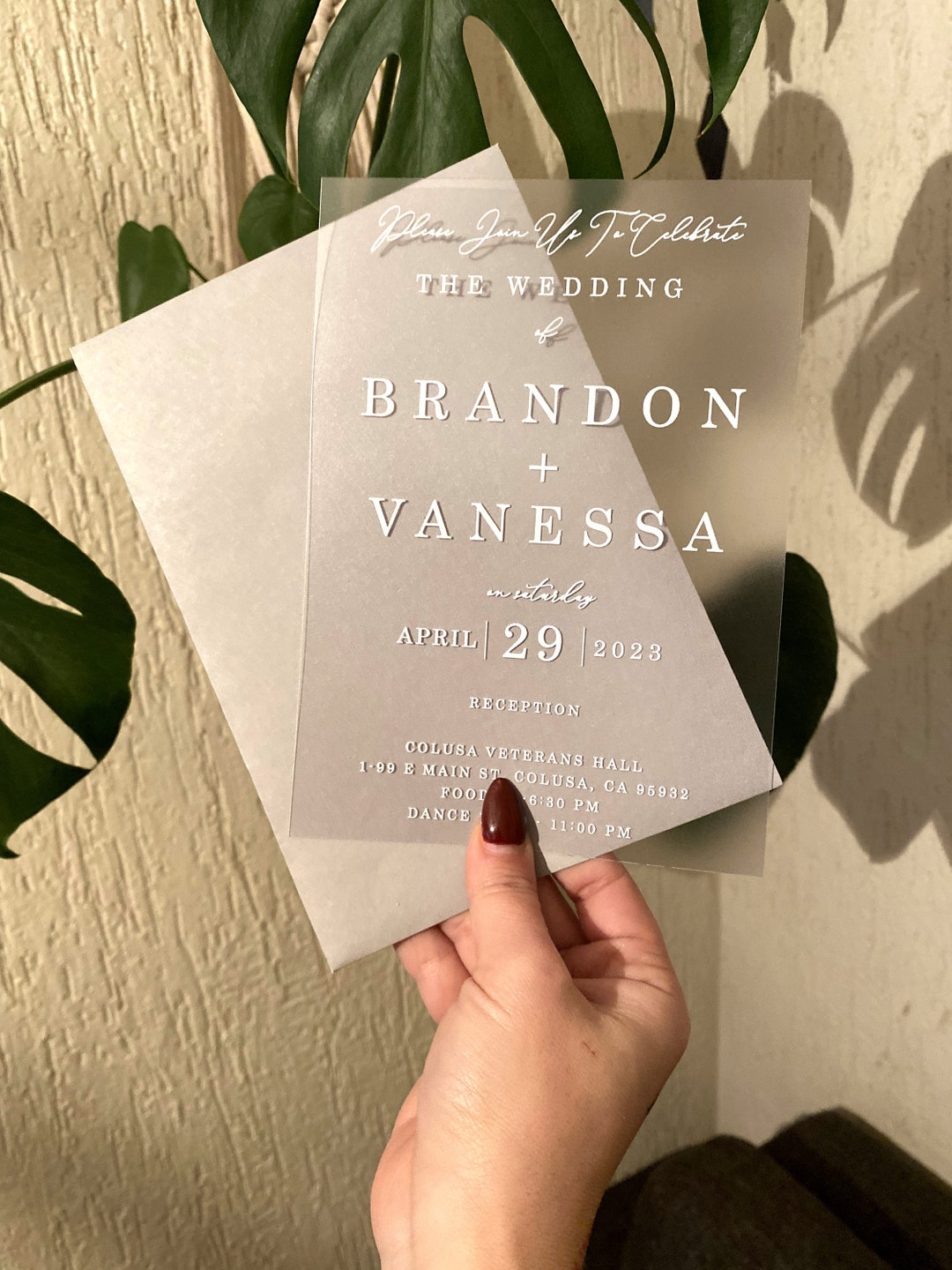 Minimalist Frosted Acrylic Wedding Invitation Set - Etsy Canada