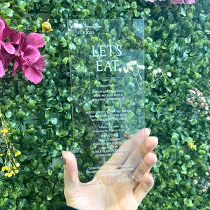 Acrylic Menu Card Wedding Menu Acrylic Wedding Detail Card - Etsy