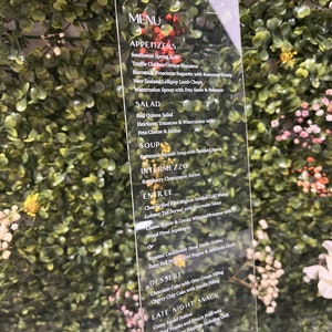 Acrylic Menu Card, Wedding Menu, Acrylic Wedding Detail Card, Acrylic ...