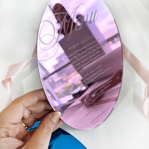 Acrylic Wedding Menu Card, Acrylic Round Shiny Menu, Blue & Pink Menu ...