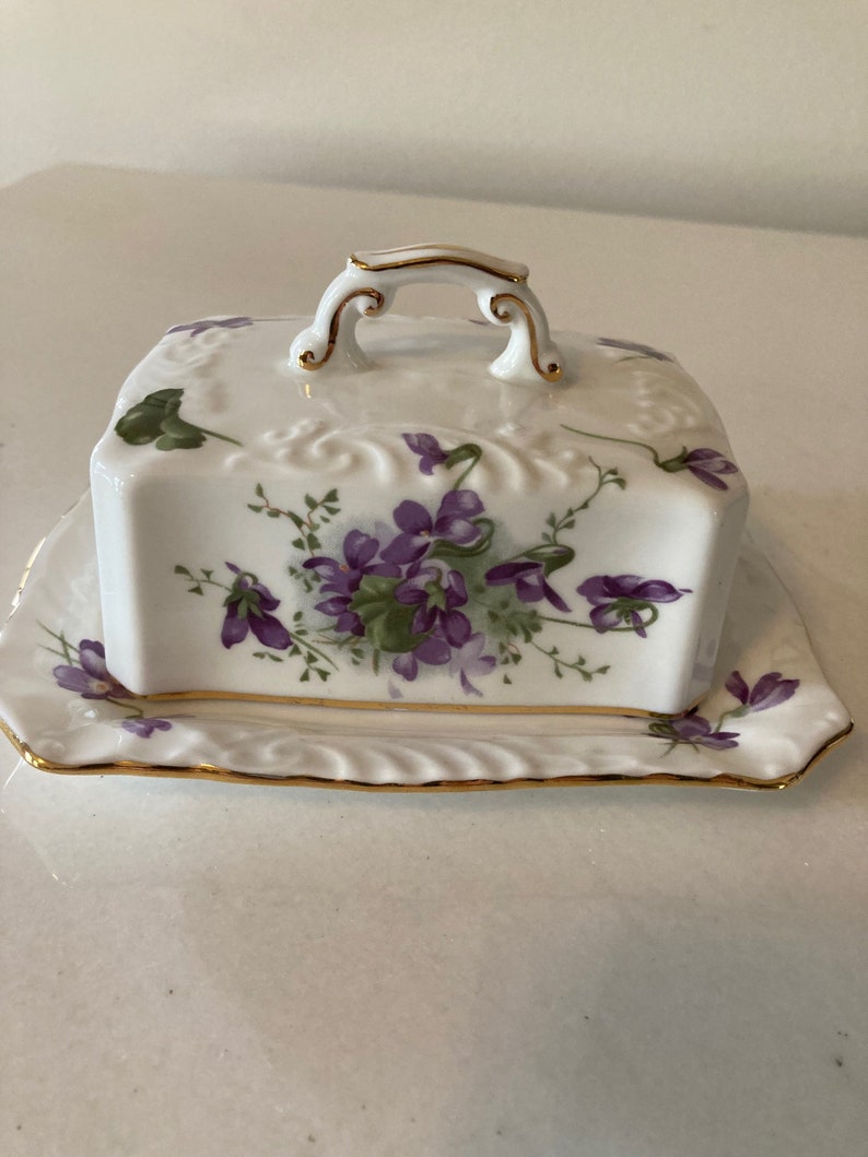 Victorian Violets by Hammersley Covered Butter Dish - Etsy