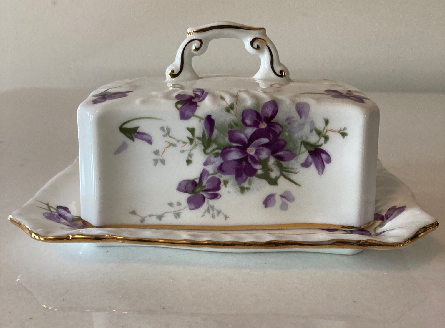 Victorian Violets by Hammersley Covered Butter Dish - Etsy