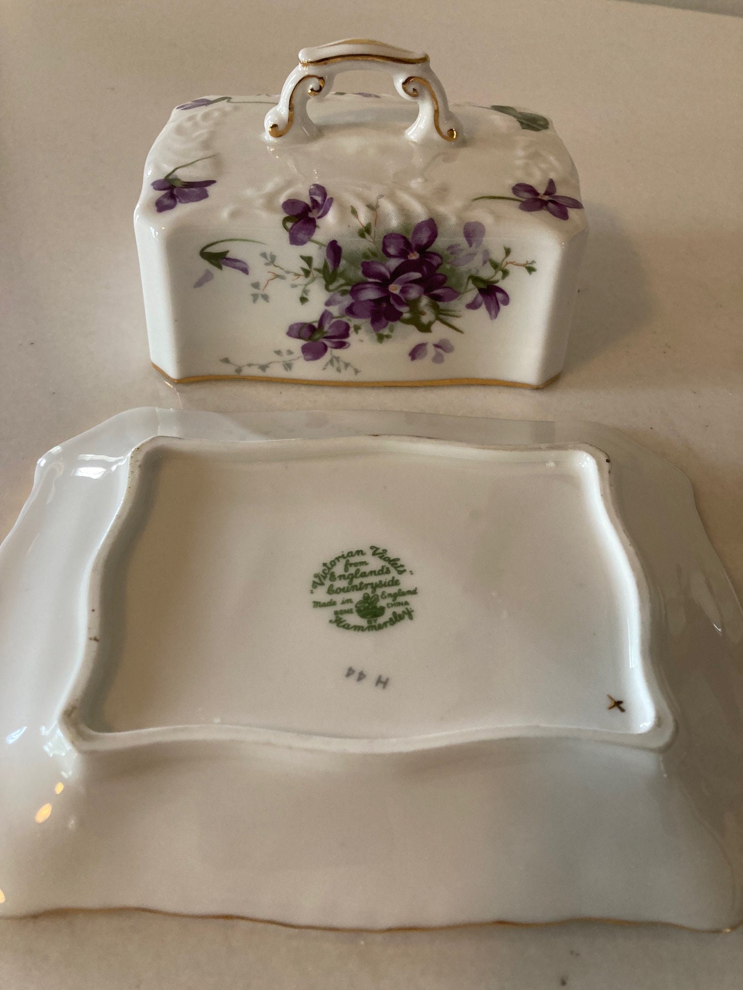 Victorian Violets by Hammersley Covered Butter Dish - Etsy